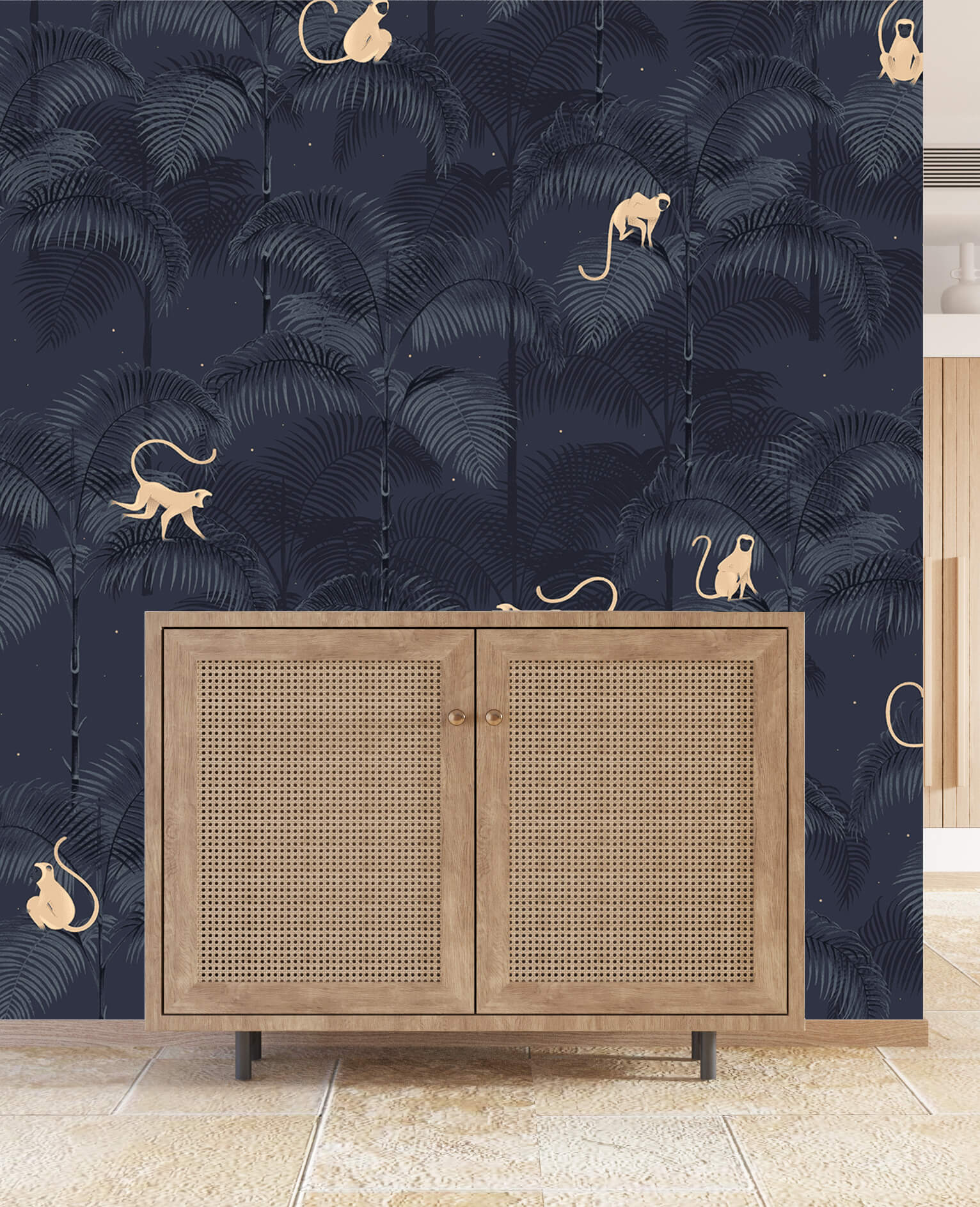 Monkey Night Blue - MUR-BASIC-Monkeynightblue4 från | Familjetapeter